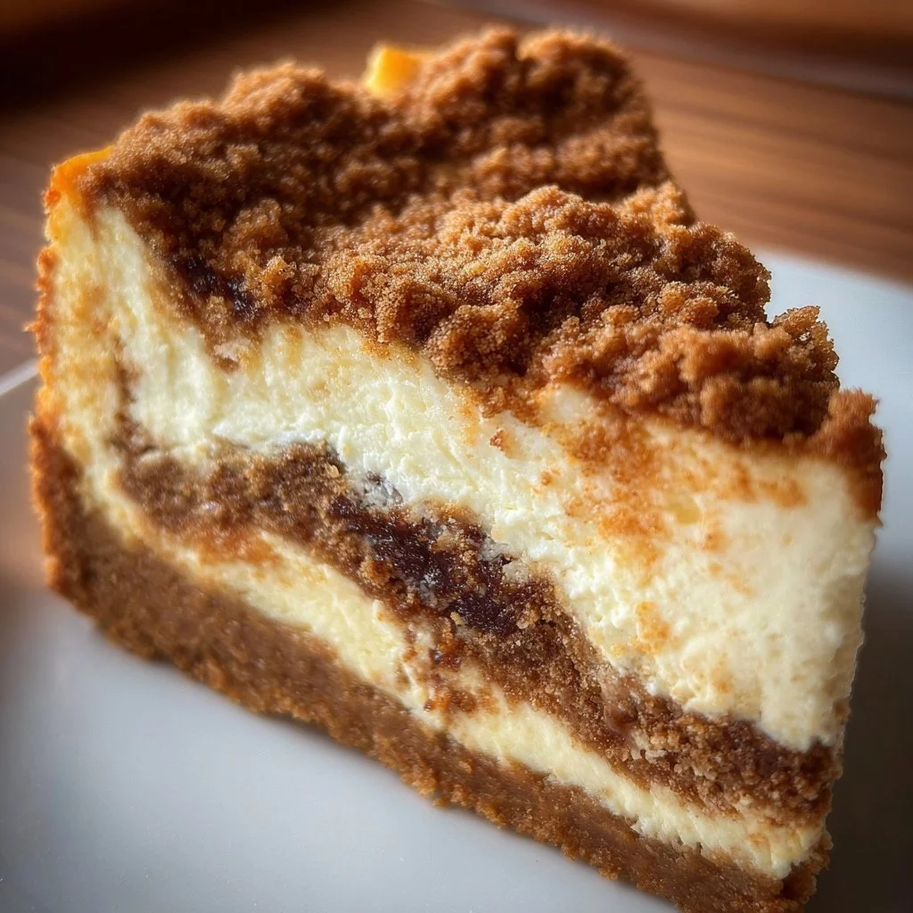 Coffee Cake Cheesecake with Cinnamon Sugar and Crumble