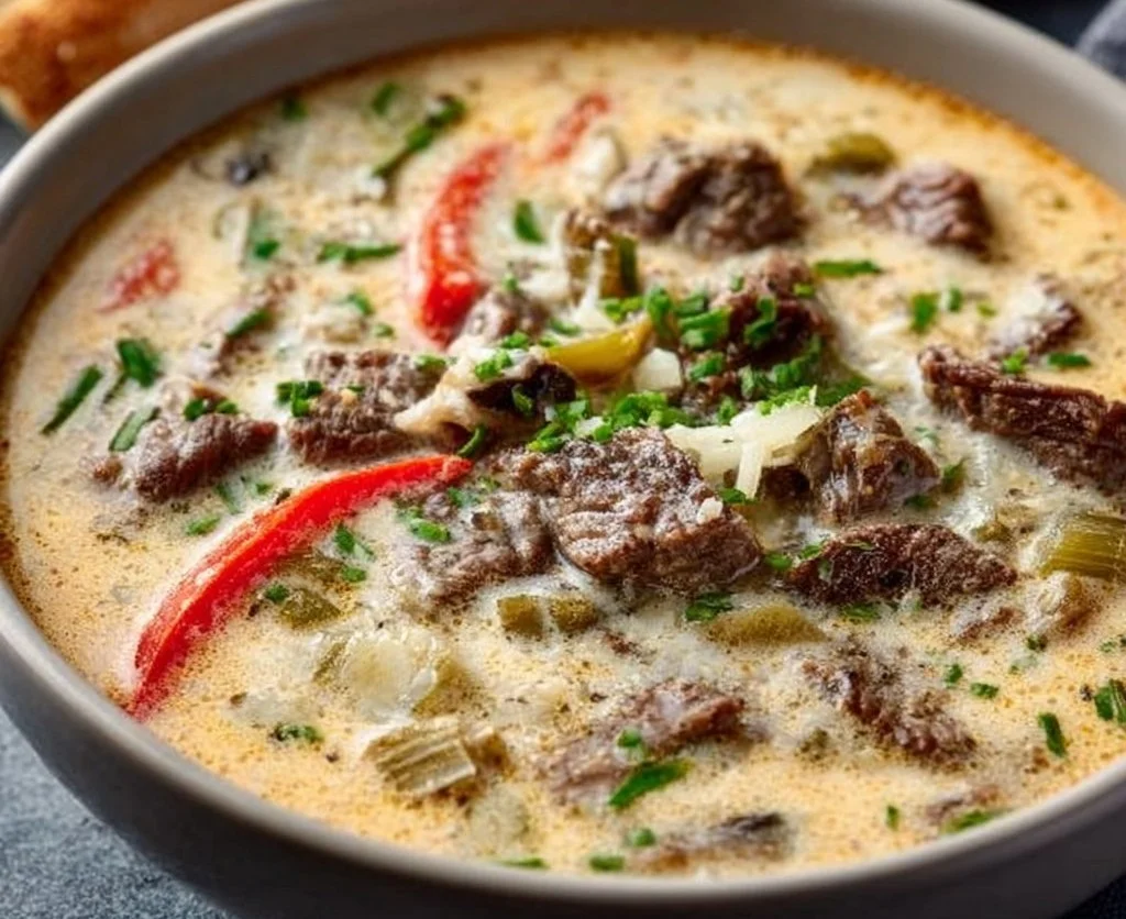 Creamy Philly Cheesesteak Soup