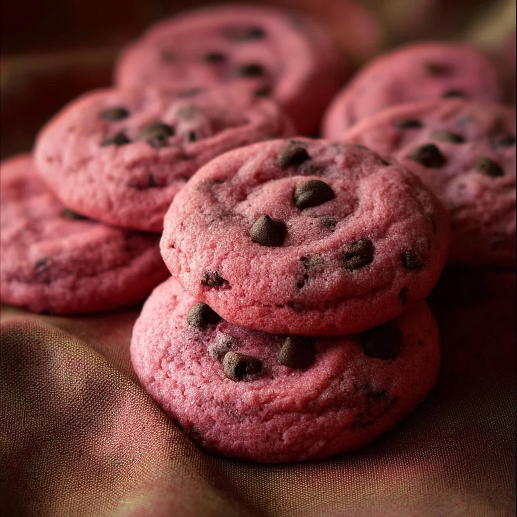 Pink Velvet Chocolate Chip Cookies
