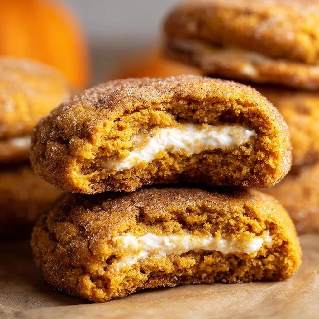 Pumpkin Snickerdoodles with Cream Cheese Filling