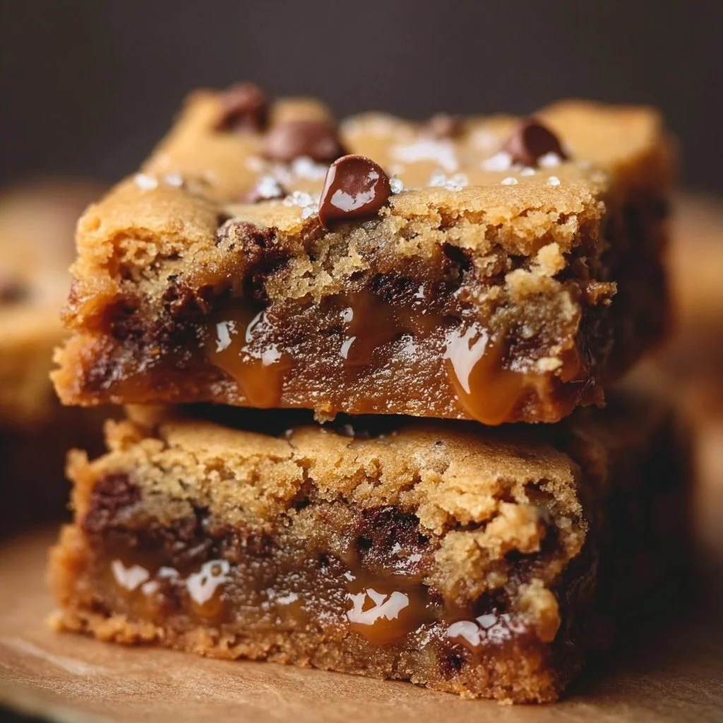 Salted Caramel Chocolate Chip Cookie Bars